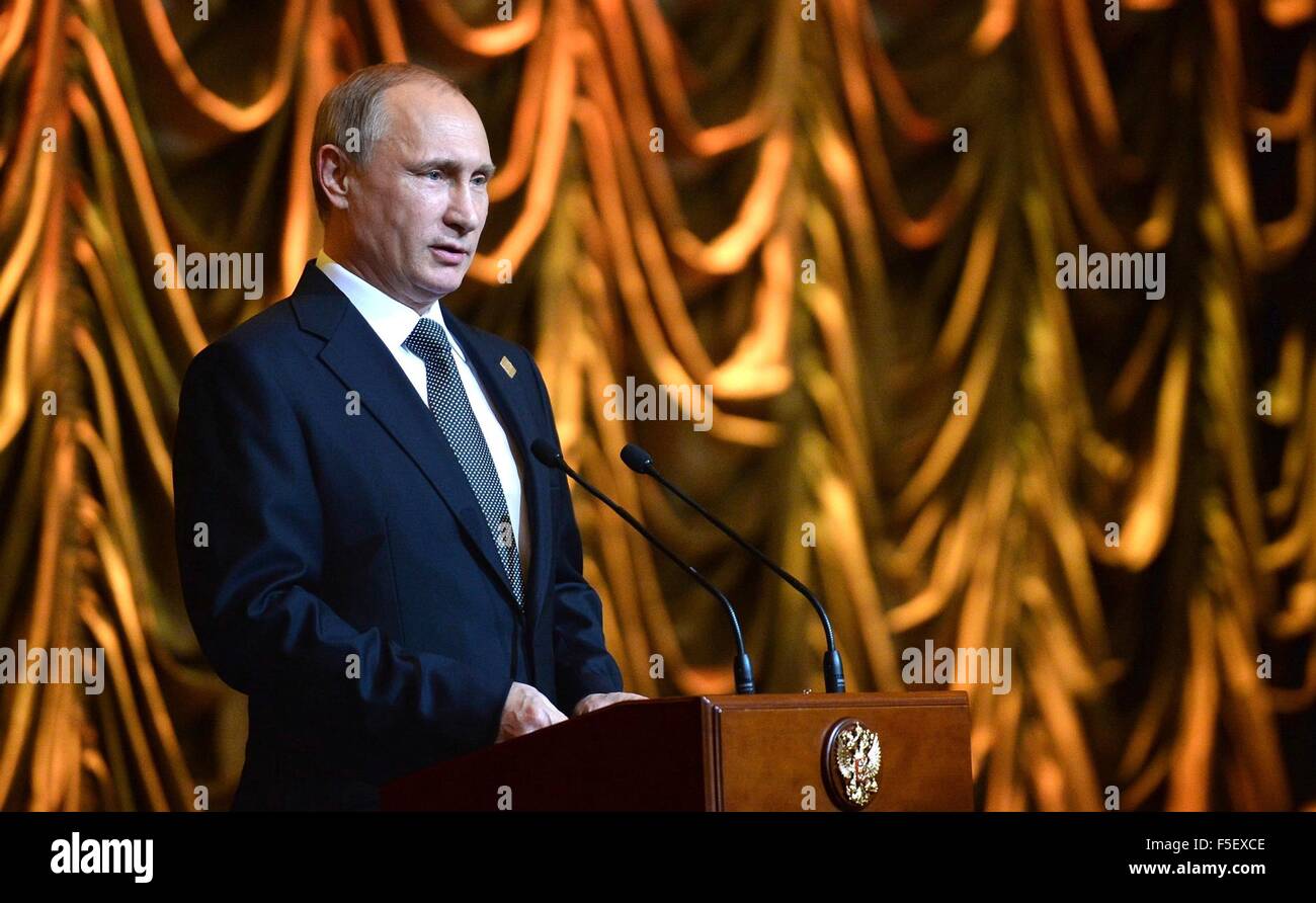 Russian President Vladimir Putin address a formal reception in honour ...