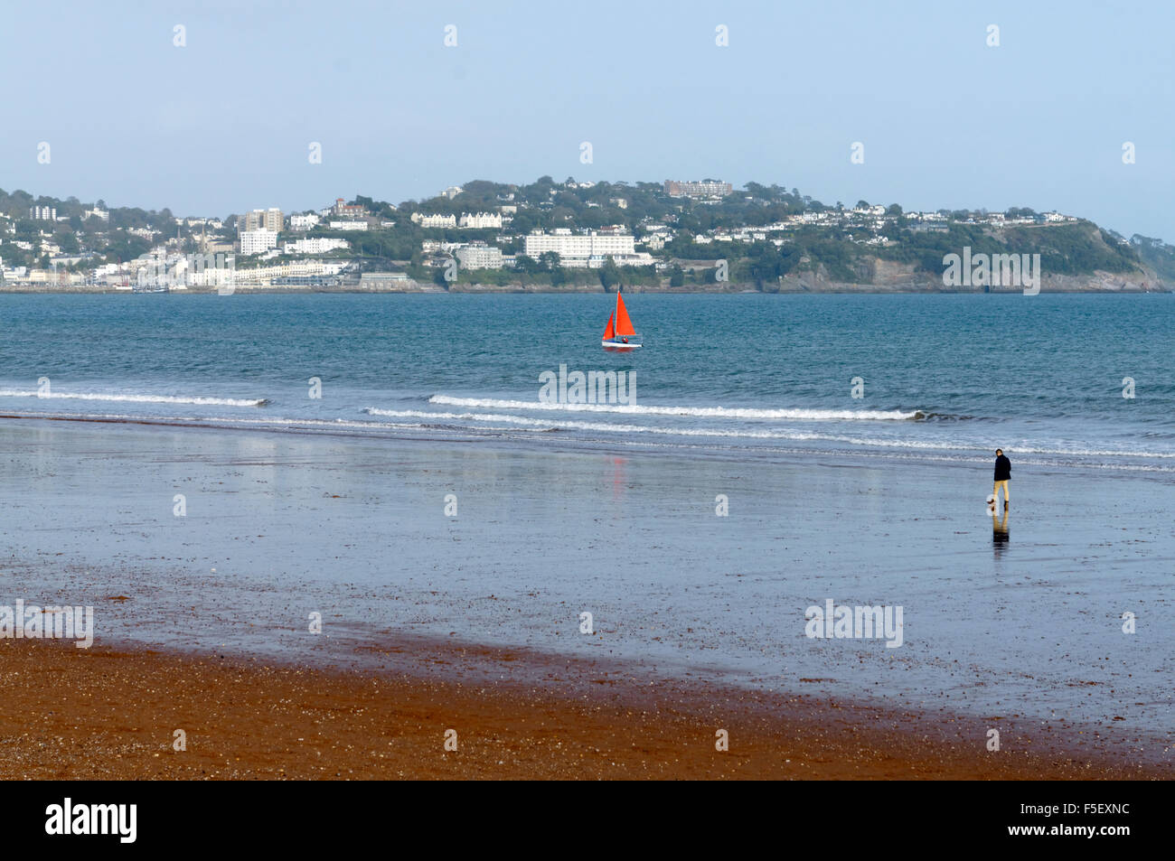 Preston Sands, Paignton with Torquay in the distance, Tor Bay, Devon ...