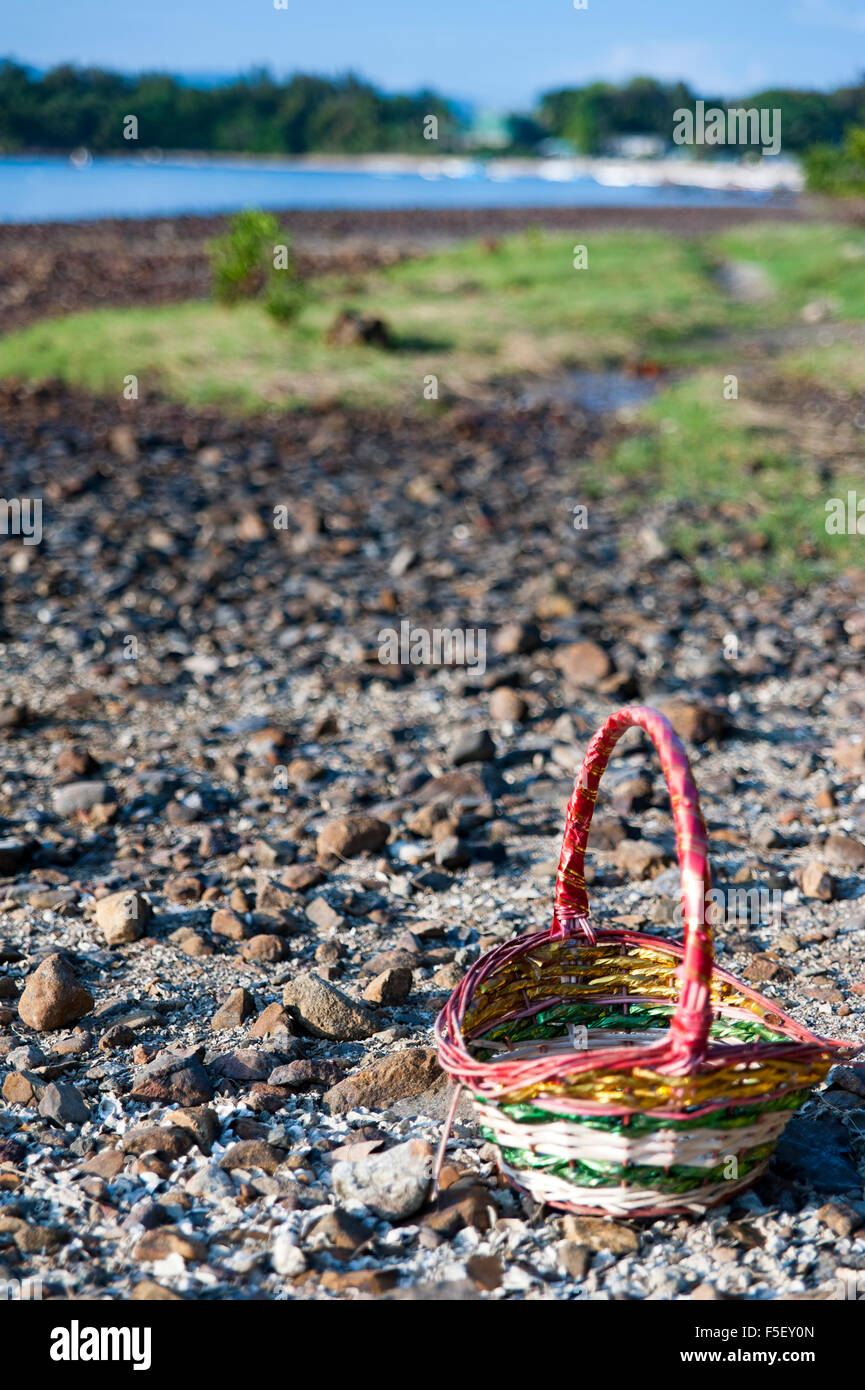 Single basket put on the beach Stock Photo - Alamy