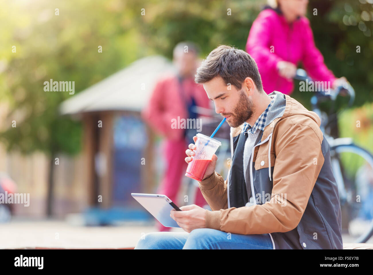 Man with tablet Stock Photo - Alamy