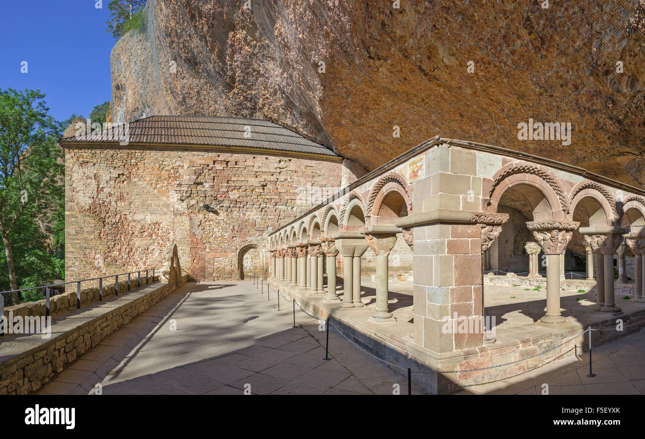 Cloister in the San Juan de la Pena Monastery, Jaca, Aragon, Spain ...