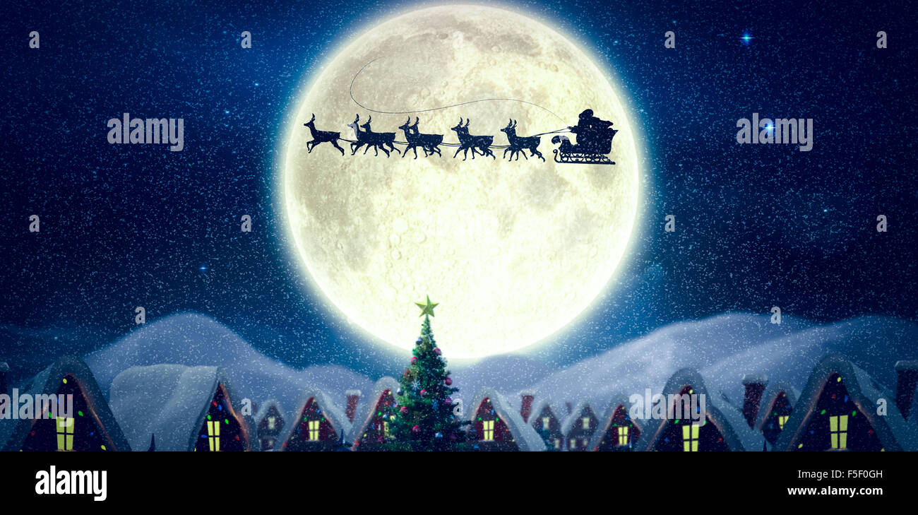 Santa delivery presents to village Stock Photo - Alamy