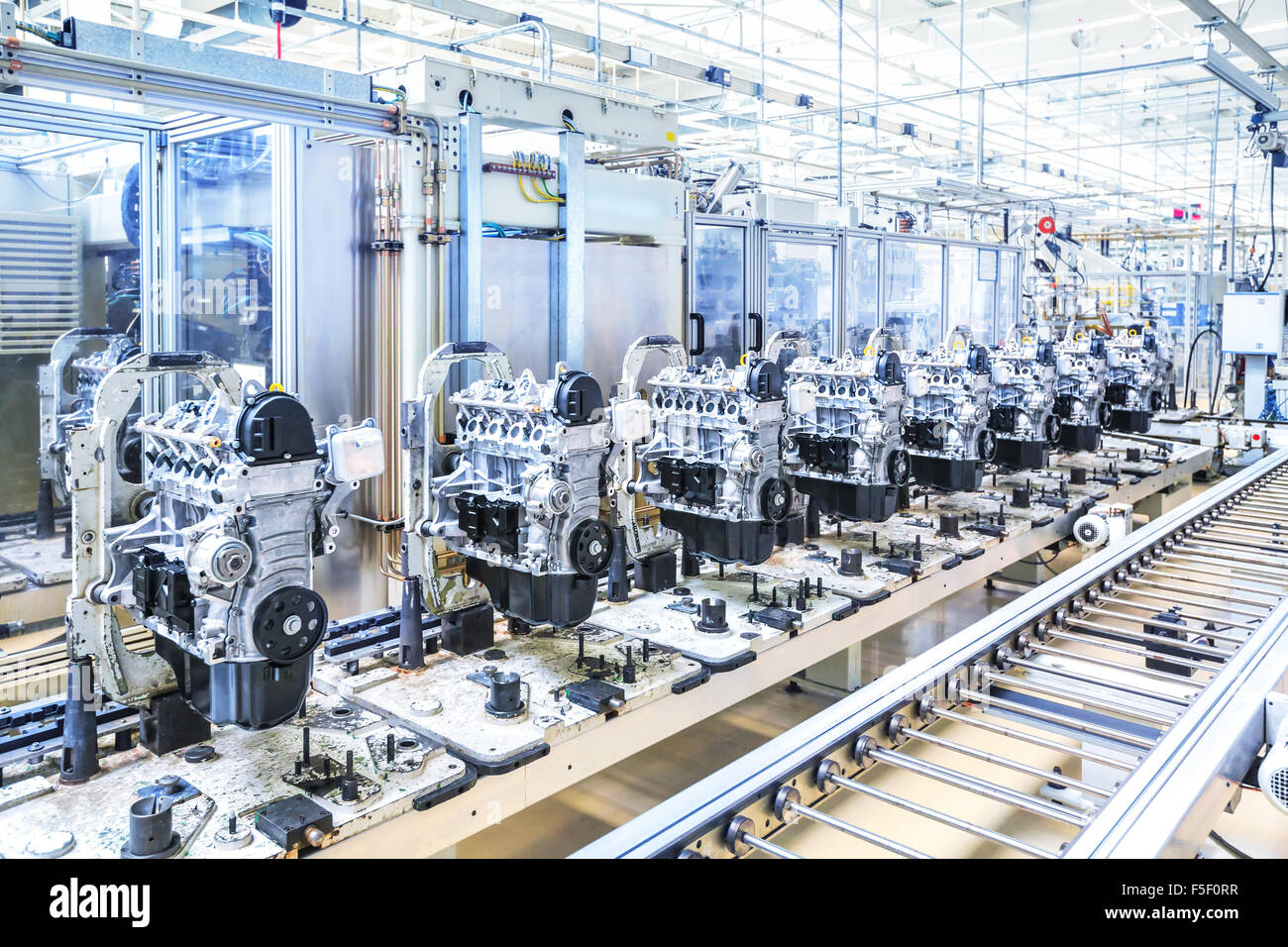 car engines at conveyor line Stock Photo - Alamy