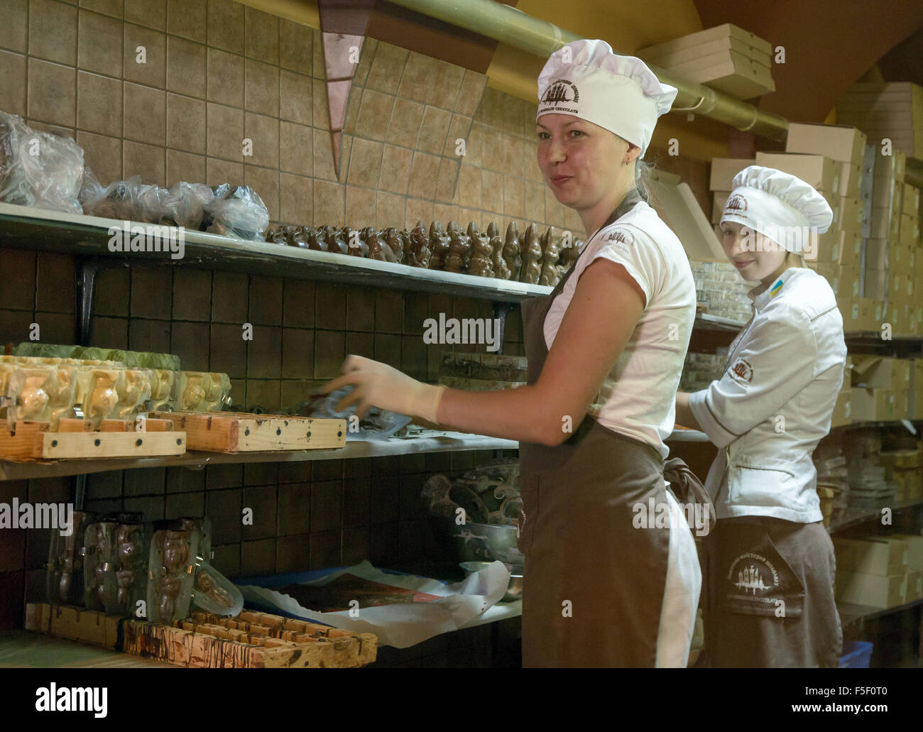 Lviv, Ukraine, the Lviv chocolate factory in the wul Serbska in the old ...