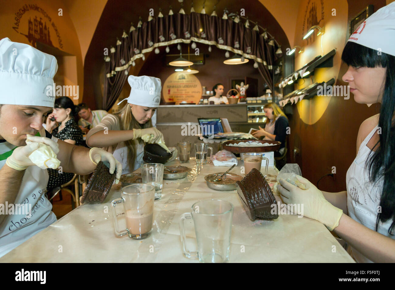 Lviv, Ukraine, the Lviv chocolate factory in the wul Serbska in the old ...