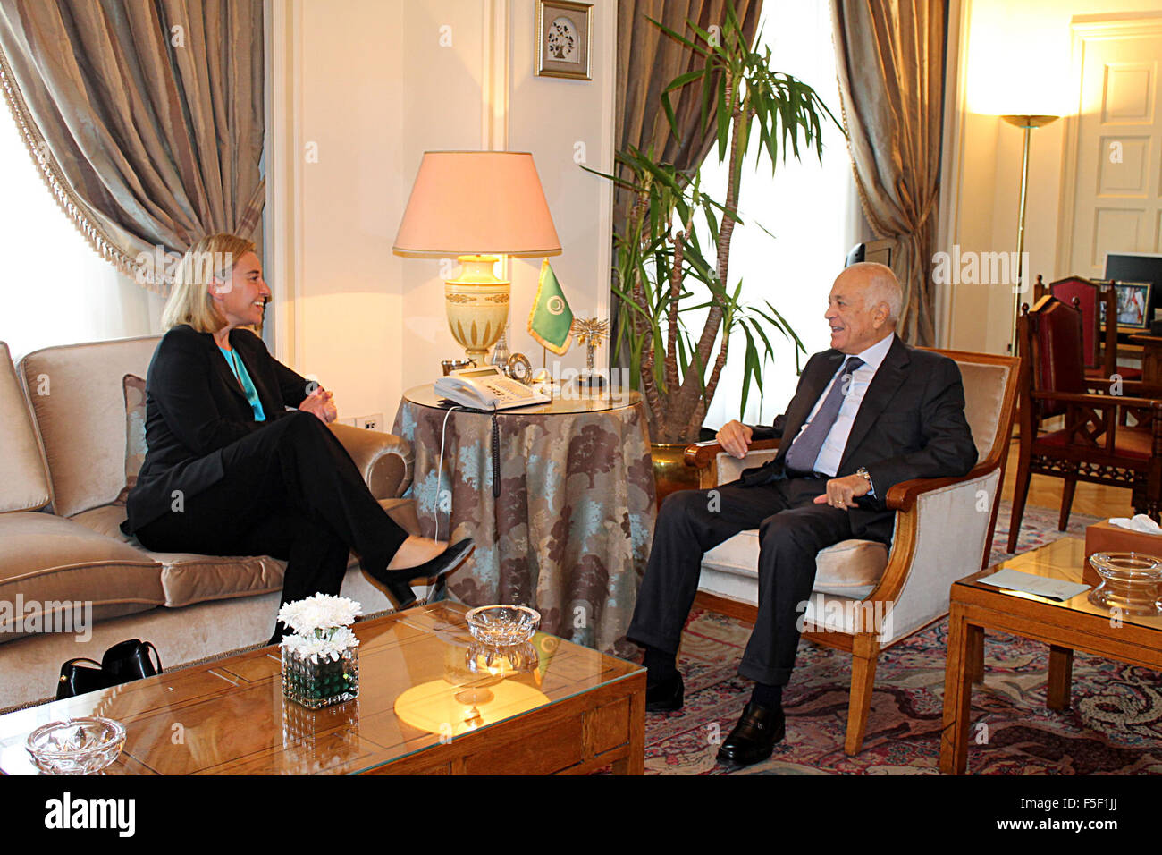 Cairo, Egypt. 3rd Nov, 2015. Arab League Security-General Nabil Elaraby ...