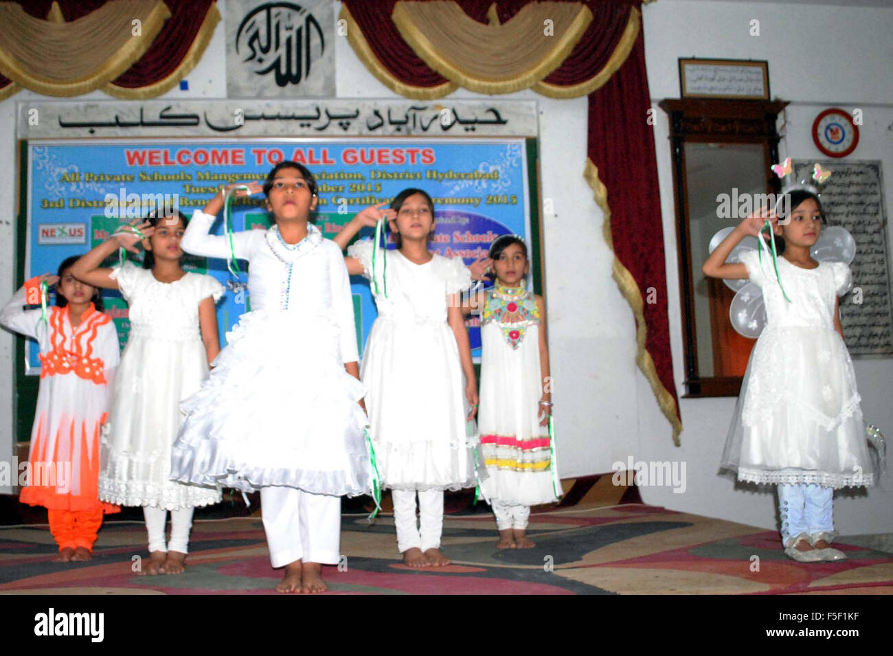 Students perform tableau on stage during Distribution of Renewal and ...