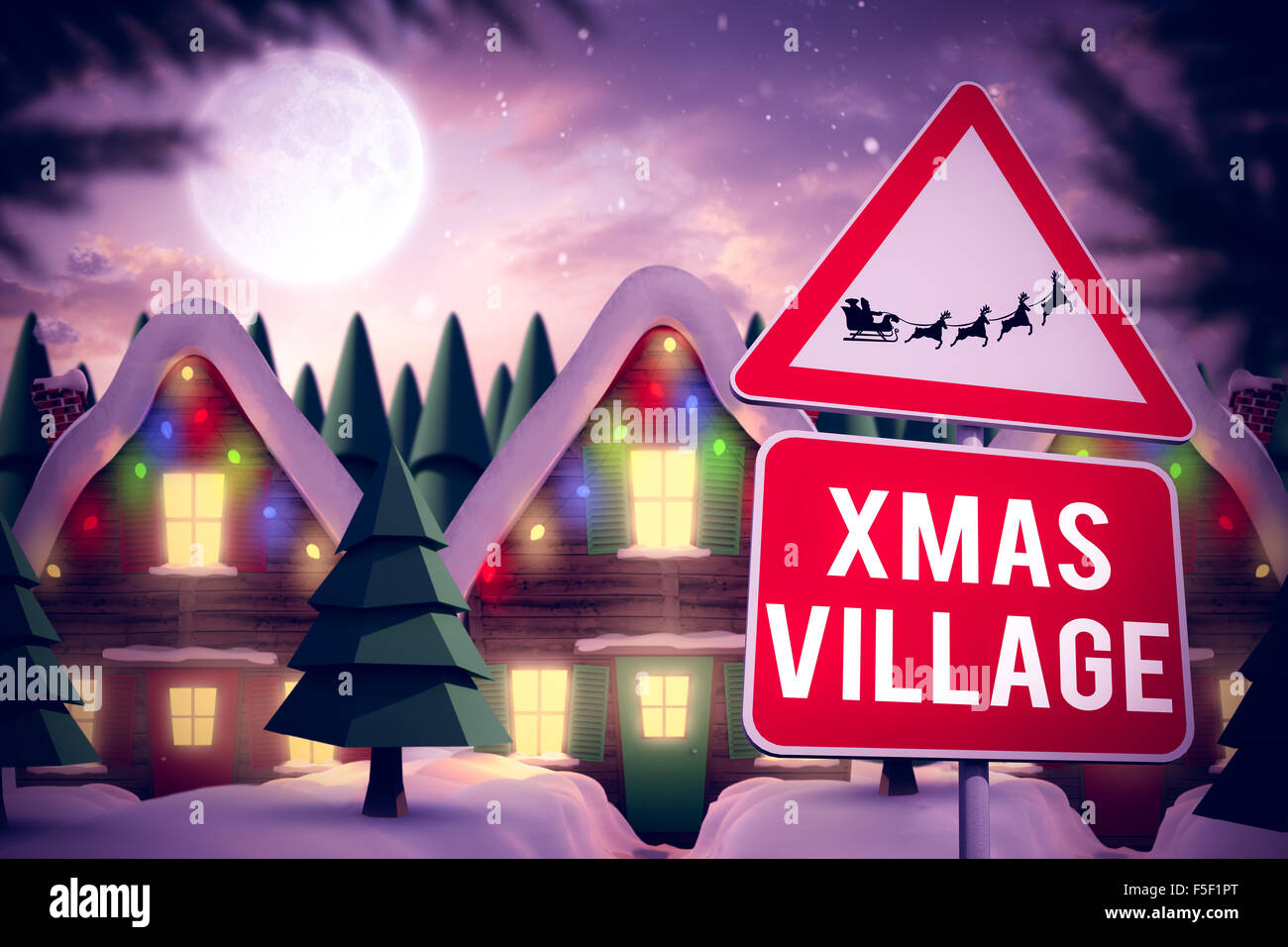 Composite image of christmas road sign Stock Photo - Alamy