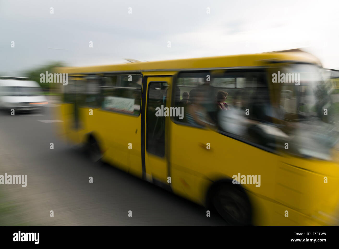Lviv, Ukraine, small bus traveling Stock Photo - Alamy