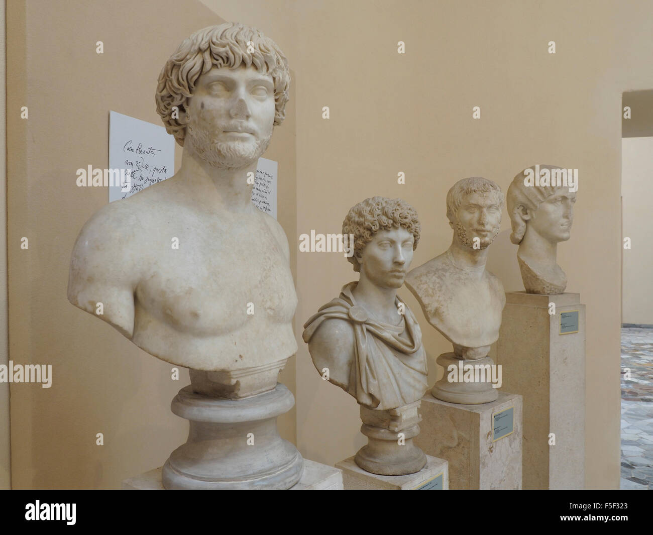 Roman sculpture busts portraits in the Ostia Antica Museum near Rome ...