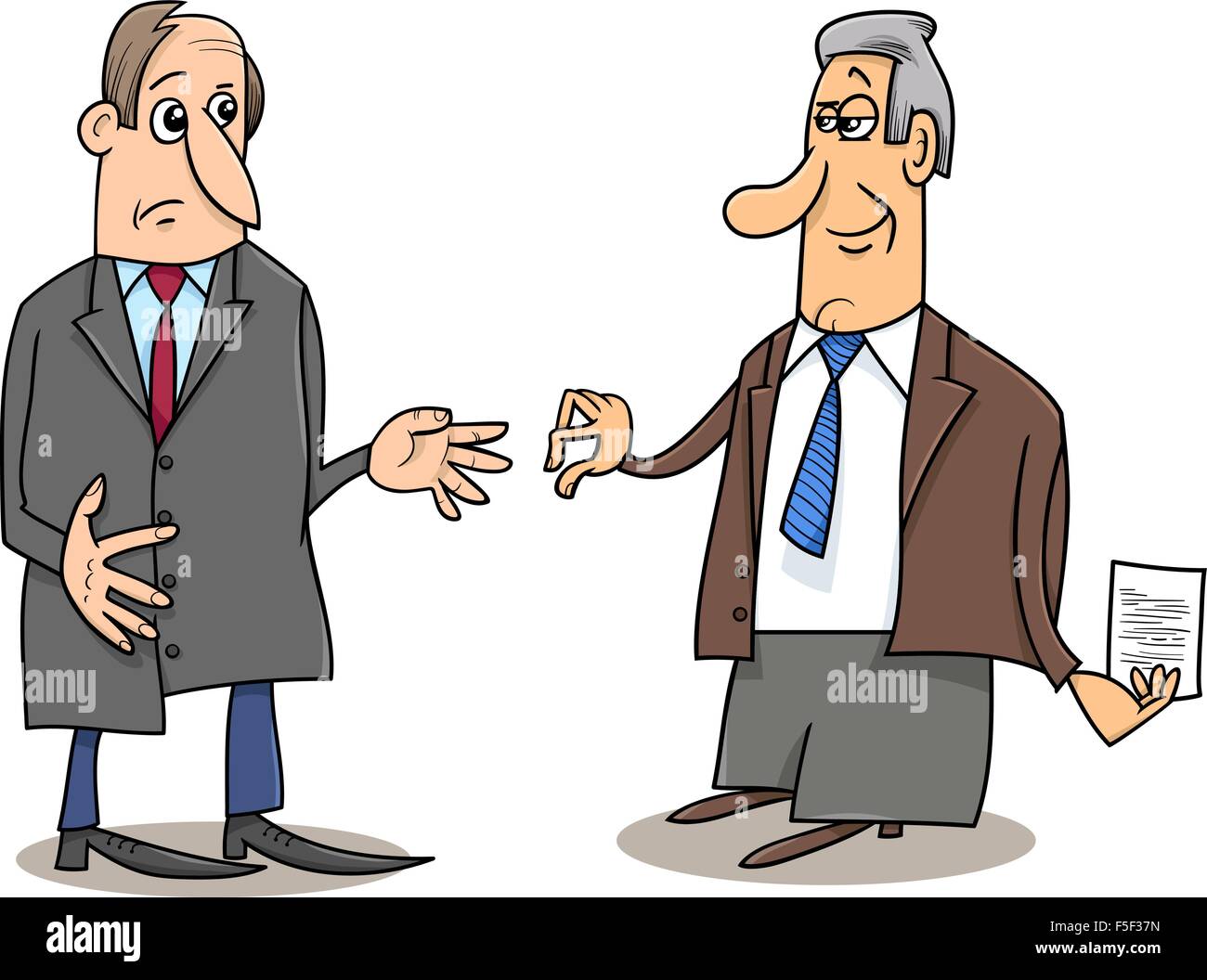 Cartoon Illustrations of Two Businessmen During the Negotiations Stock ...