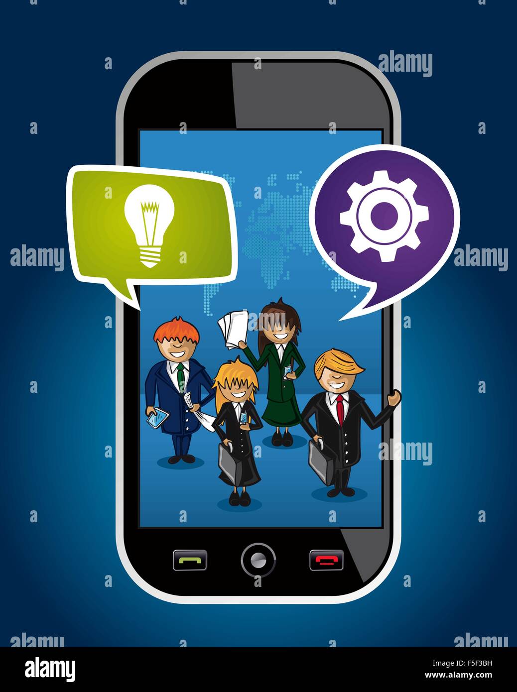 Teamwork concept on mobile Stock Vector Images - Alamy