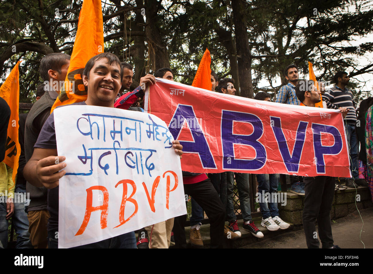 India, Himachal Pradesh, Shimla (Simla), ABVP Student Protest in front ...