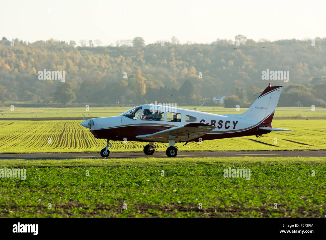Piper PA-28 Cherokee Warrior at Wellesbourne Airfield, UK (G-BSCY Stock ...