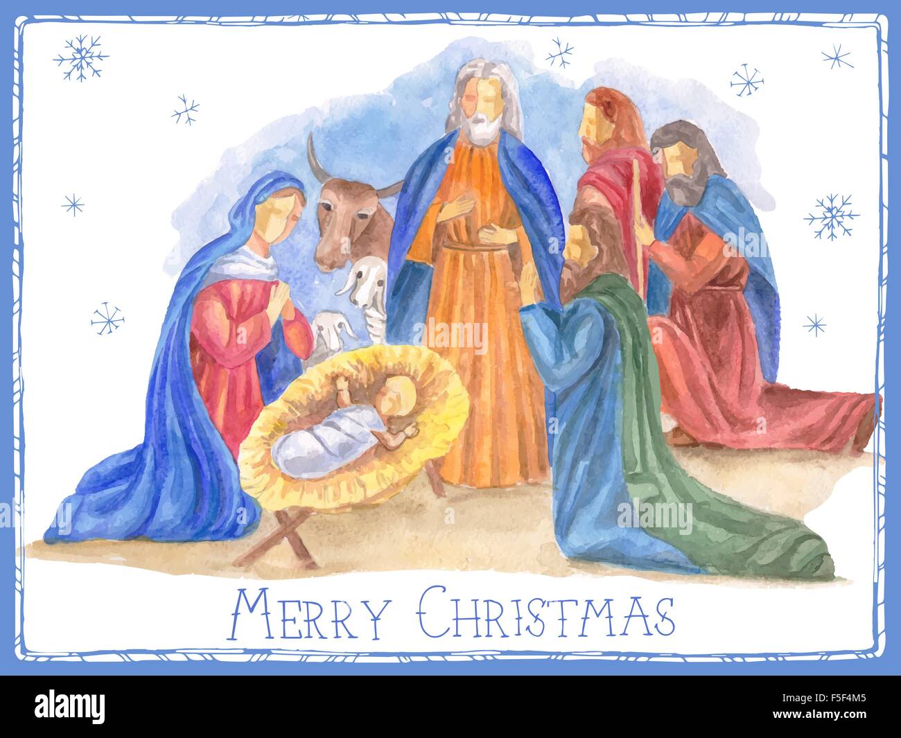 Nativity scene hand drawn Stock Vector Images - Alamy