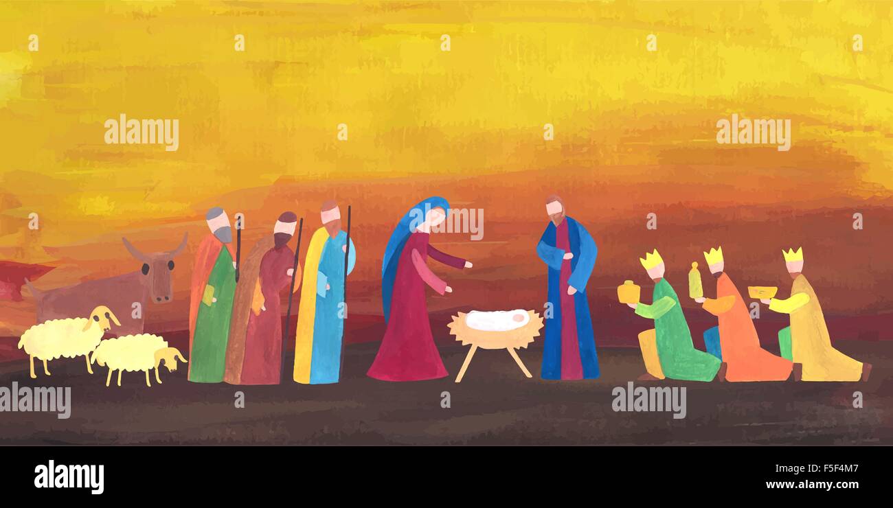 Nativity scene hand drawn Stock Vector Images - Alamy
