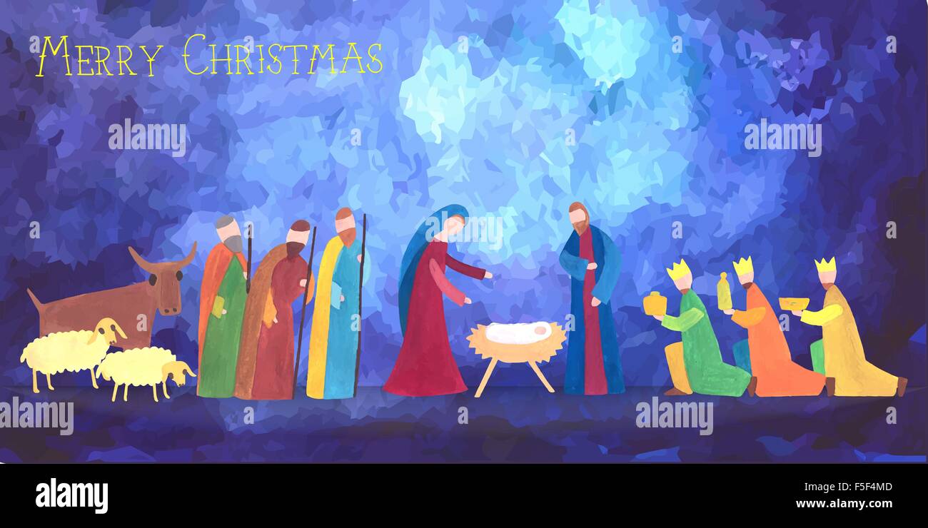 Nativity scene hand drawn Stock Vector Images - Alamy
