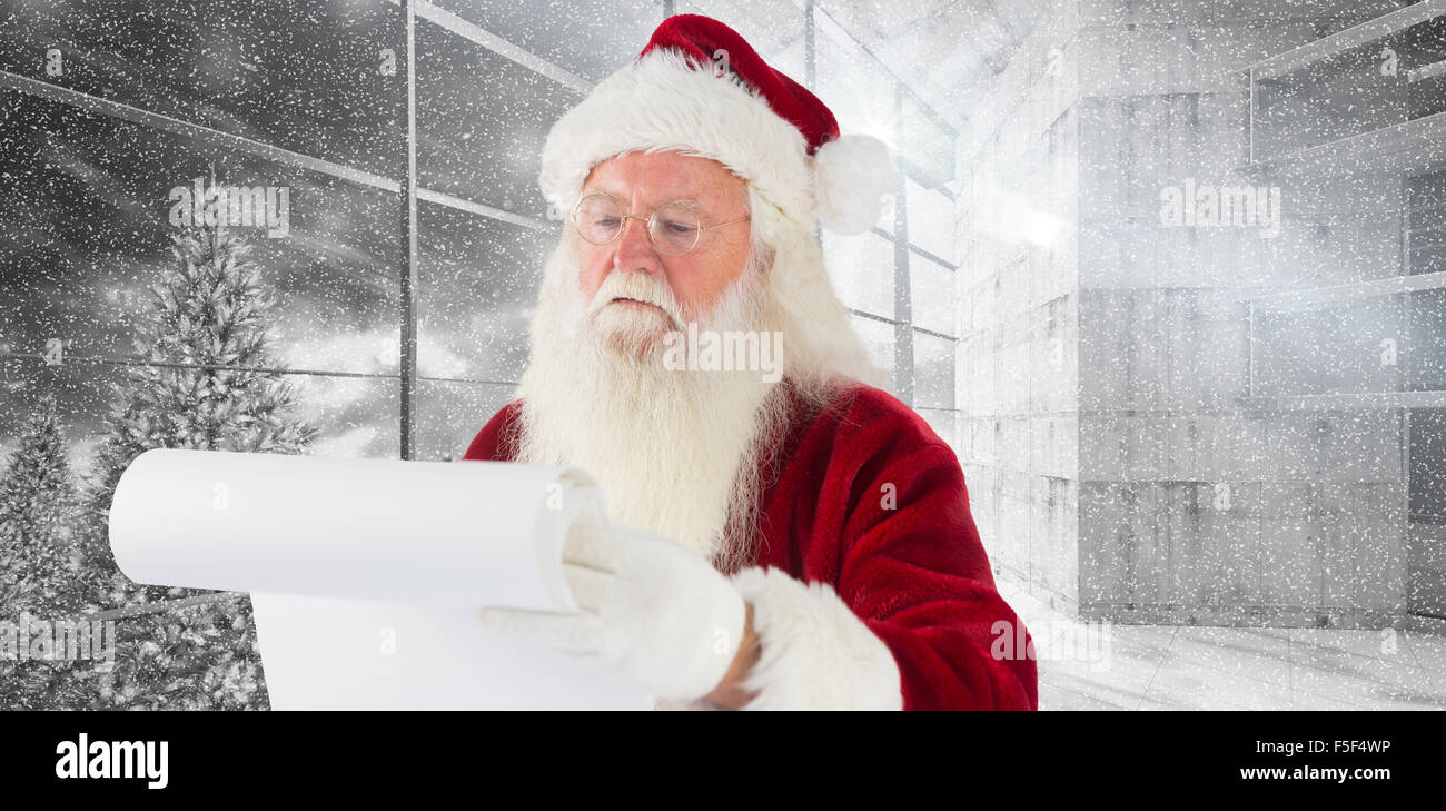 Composite image of santa claus checking his list Stock Photo - Alamy