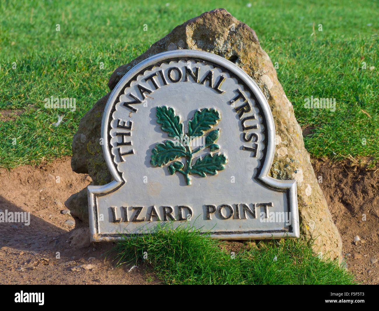 National Trust Lizard Point Sign, Lizard Peninsula, Cornwall, England ...