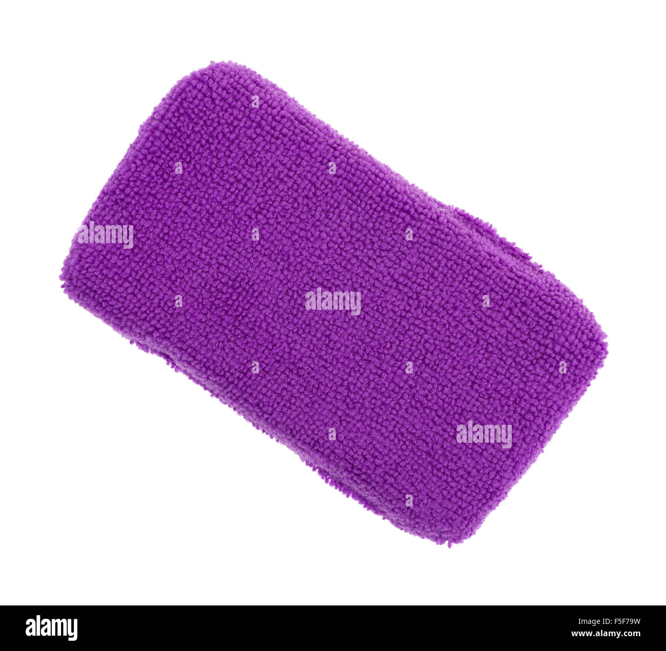 Top view of a new purple microfiber kitchen sponge isolated on a white ...
