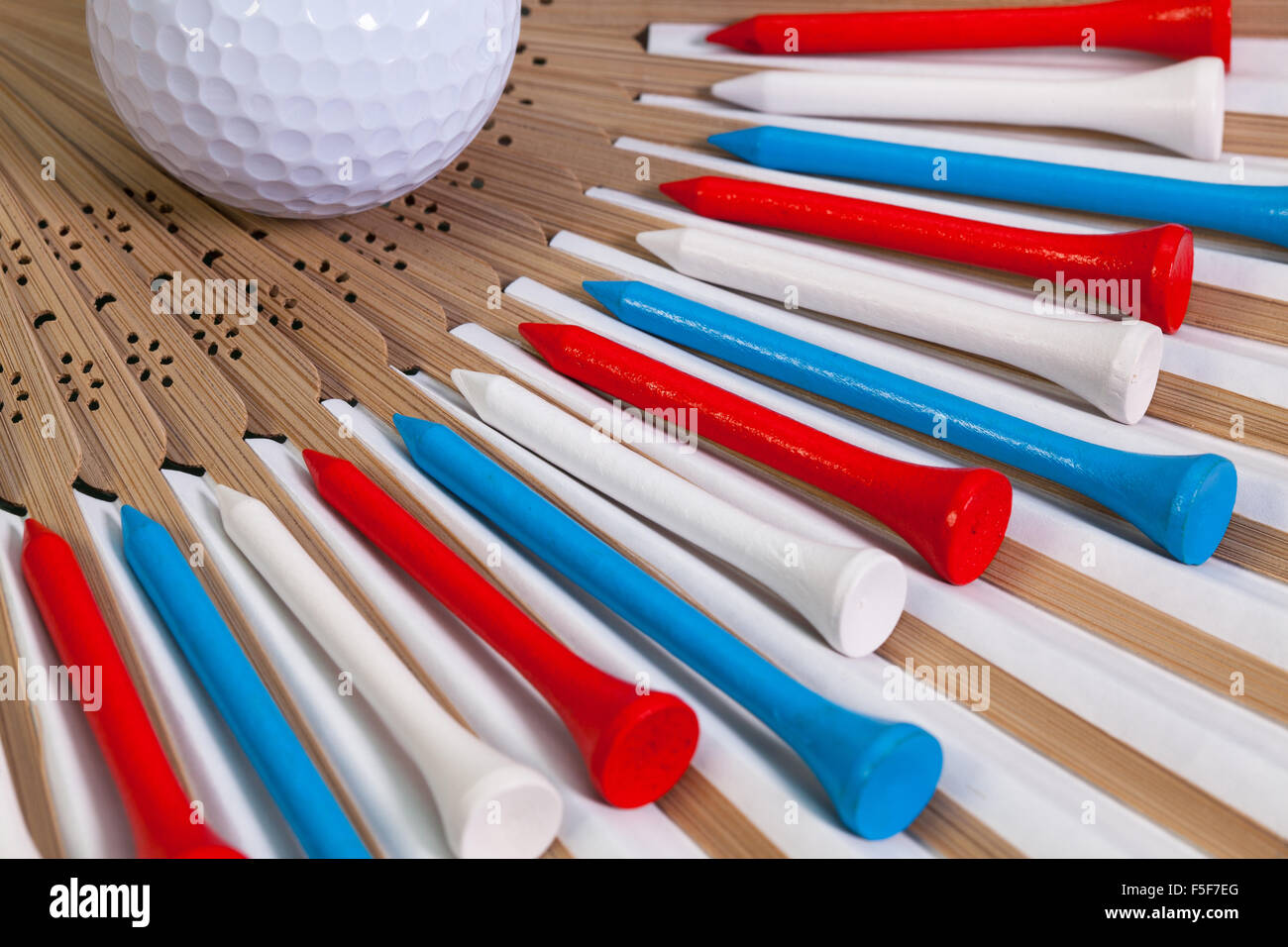 Typical Japanese hand fan made of bamboo and golf equipments Stock ...