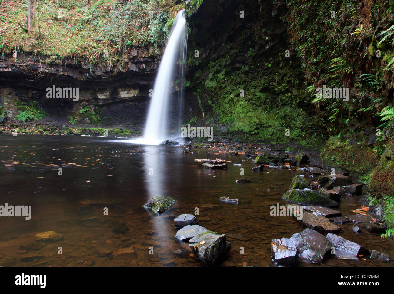 Sgŵd Gwladus (The Lady Falls) on the river Nedd Fechan one of the falls ...