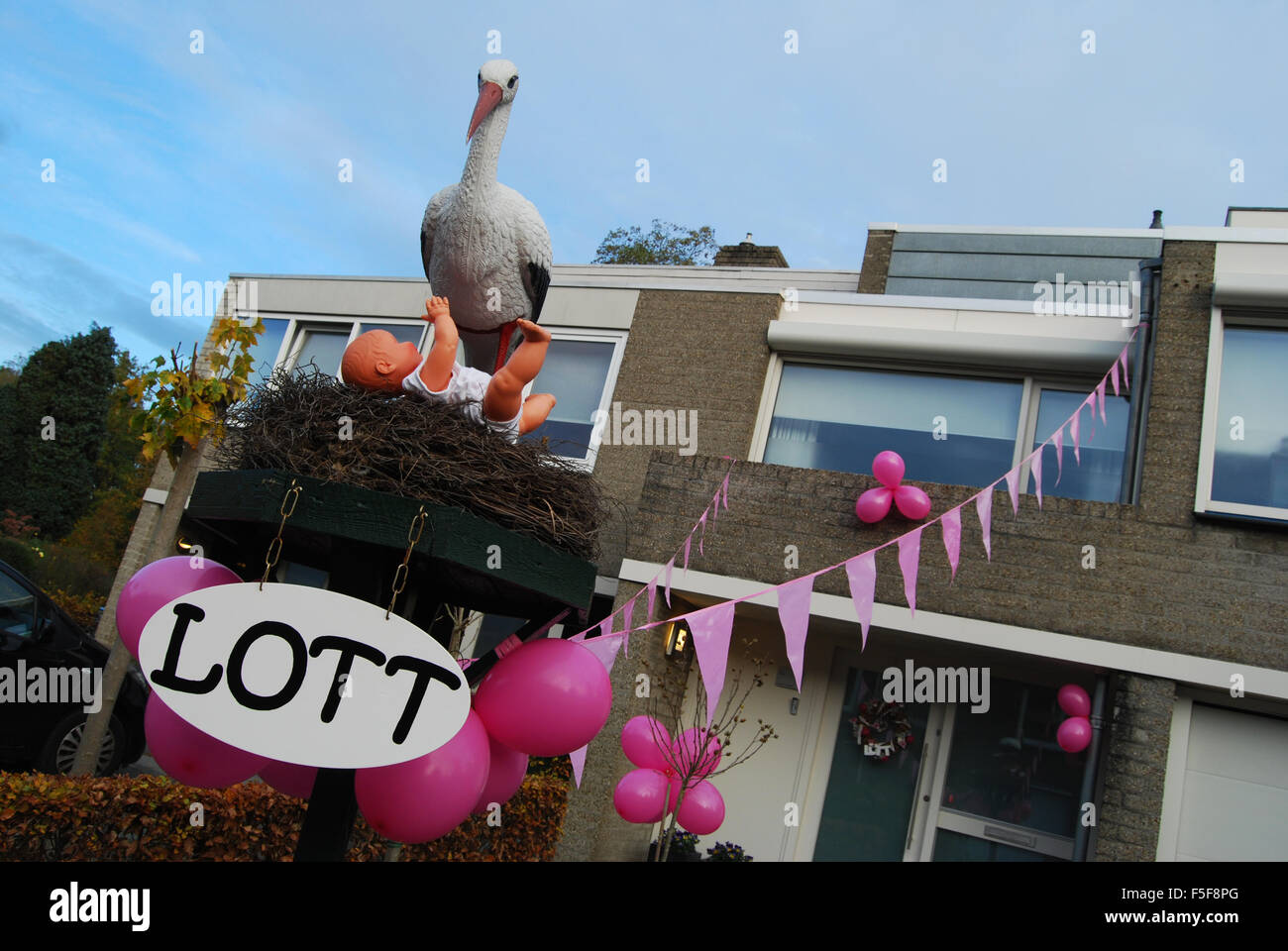 Wooden sign for newborn baby, Dutch custom, Netherlands Europe Stock ...
