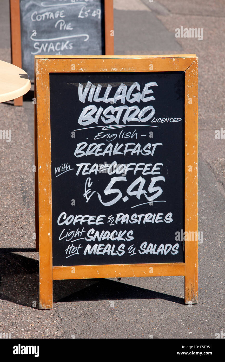 Village Bistro Menu Board, Westbourne, Bournemouth Stock Photo - Alamy