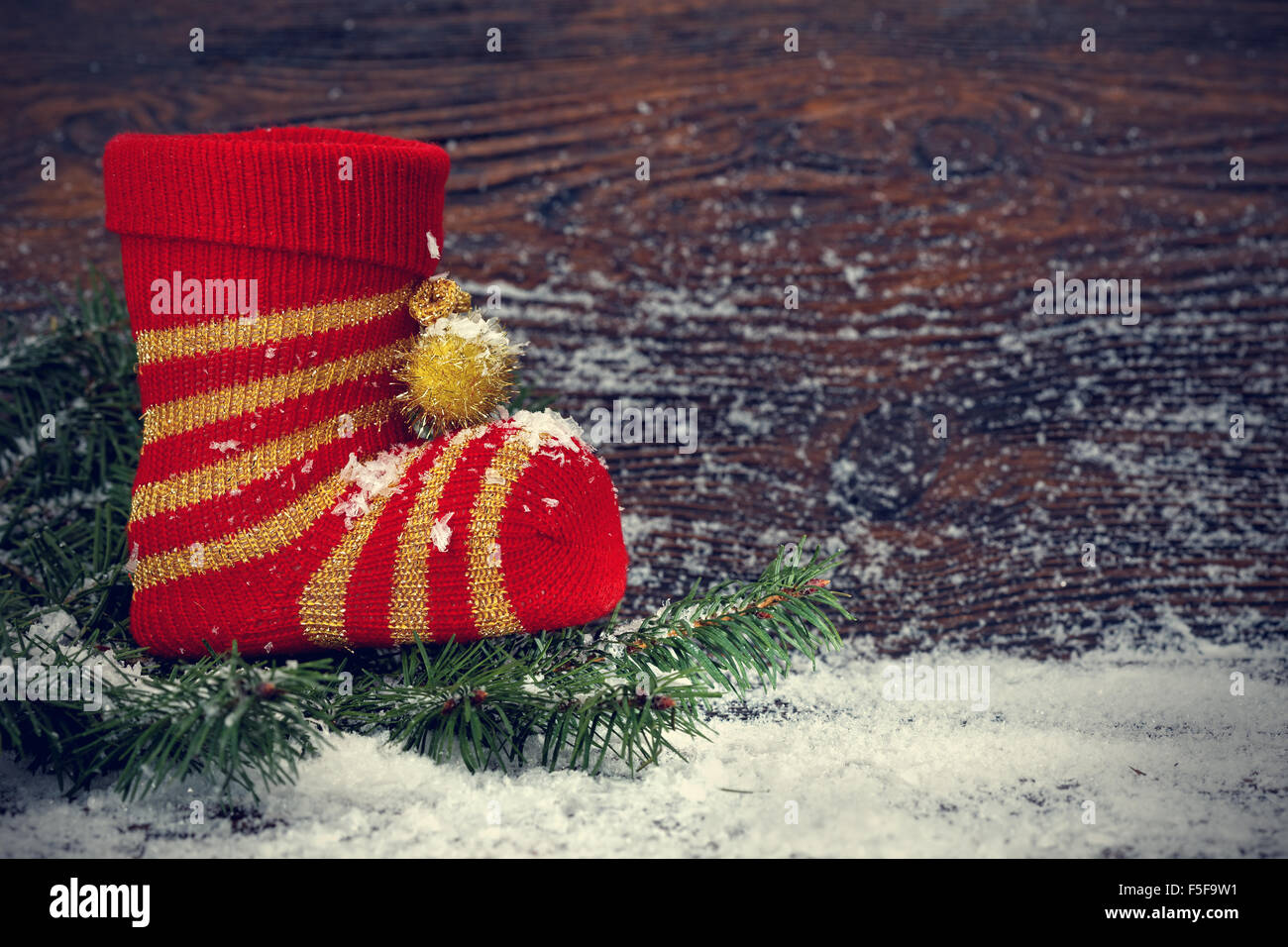 Christmas boot on abstract background Stock Photo - Alamy