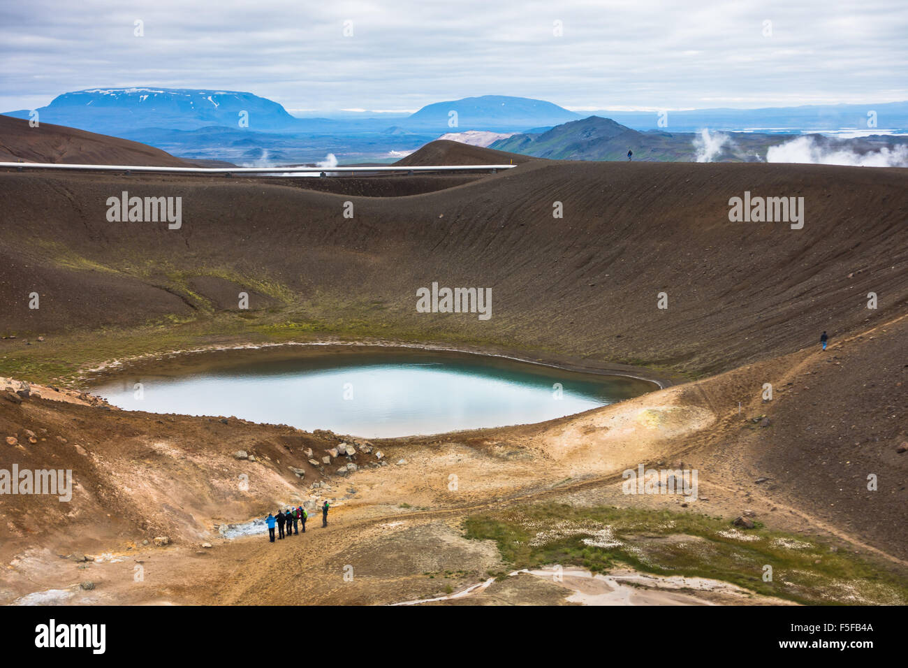 Volcano crater Viti with lake inside at Krafla volcanic area Stock ...