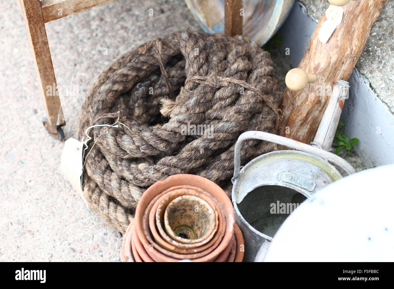 coiled rope junk Stock Photo - Alamy