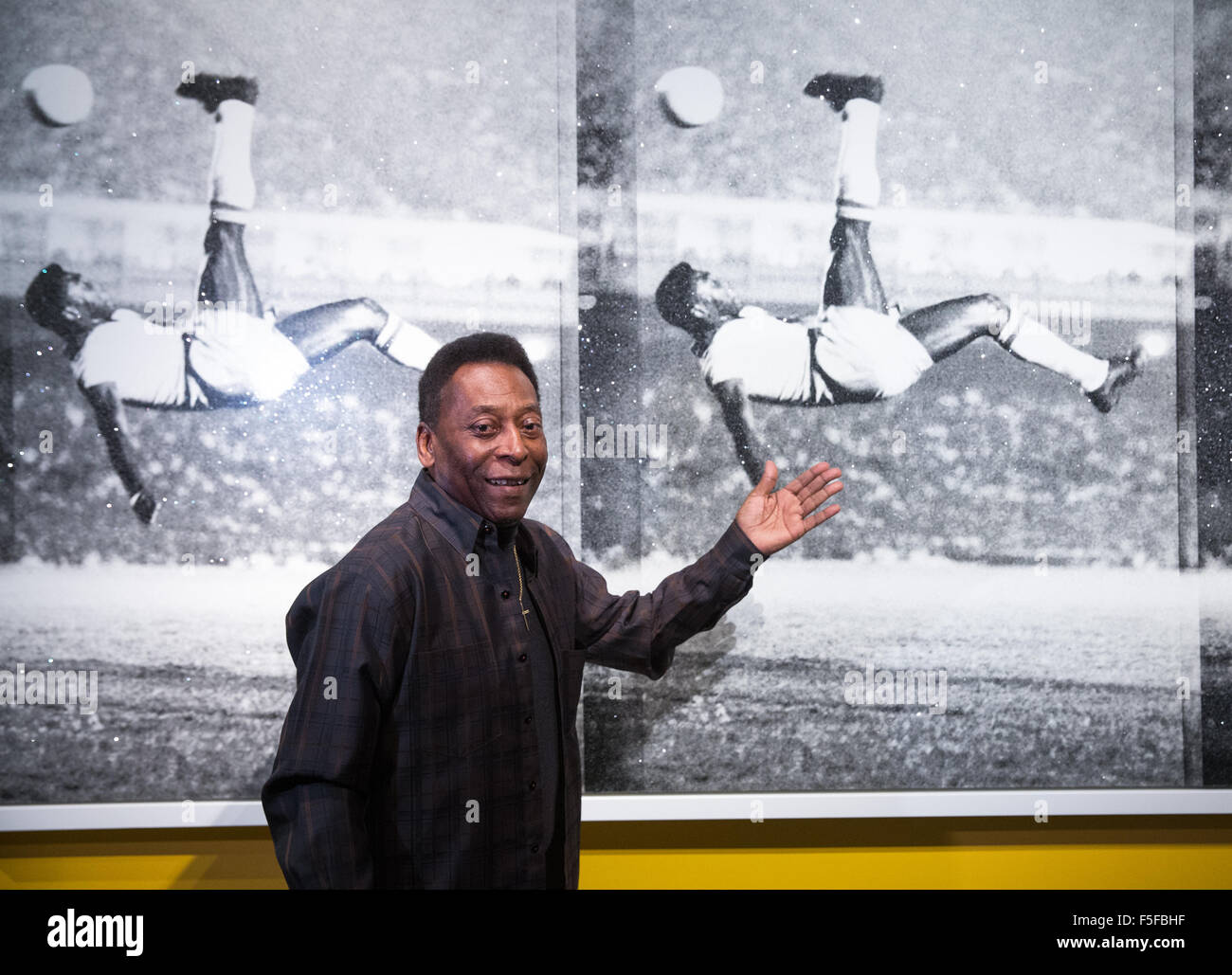 Pele,real name Edson Arantes do Nascimento,attends an exhibition about ...