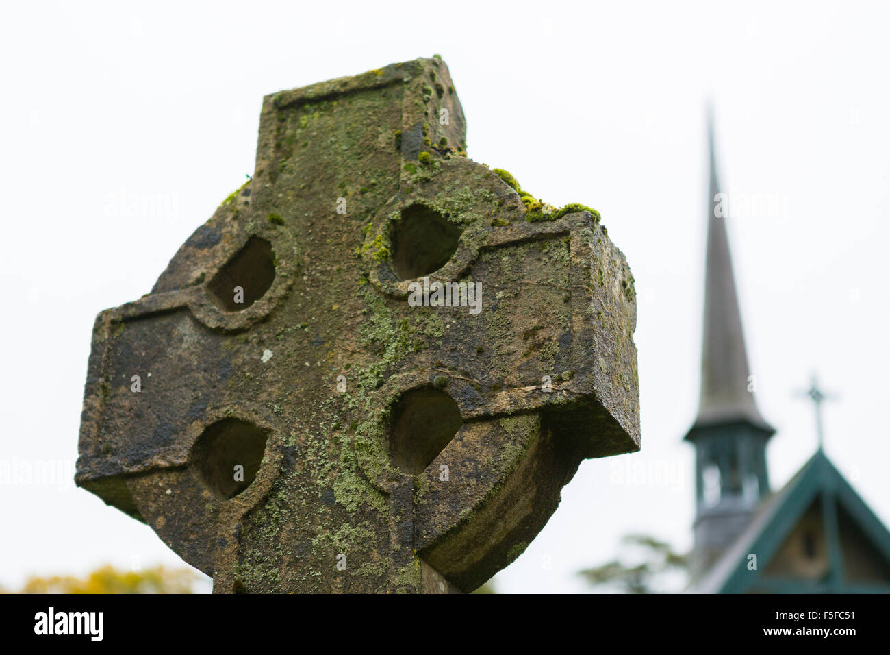 A stone Celtic Cross outside Holy Trinity Church, in the parish of ...