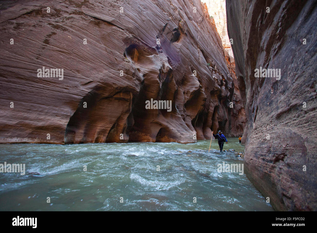 Zion National Park, Utah, USA. 09th Apr, 2012. Hikers in the 'narrows ...
