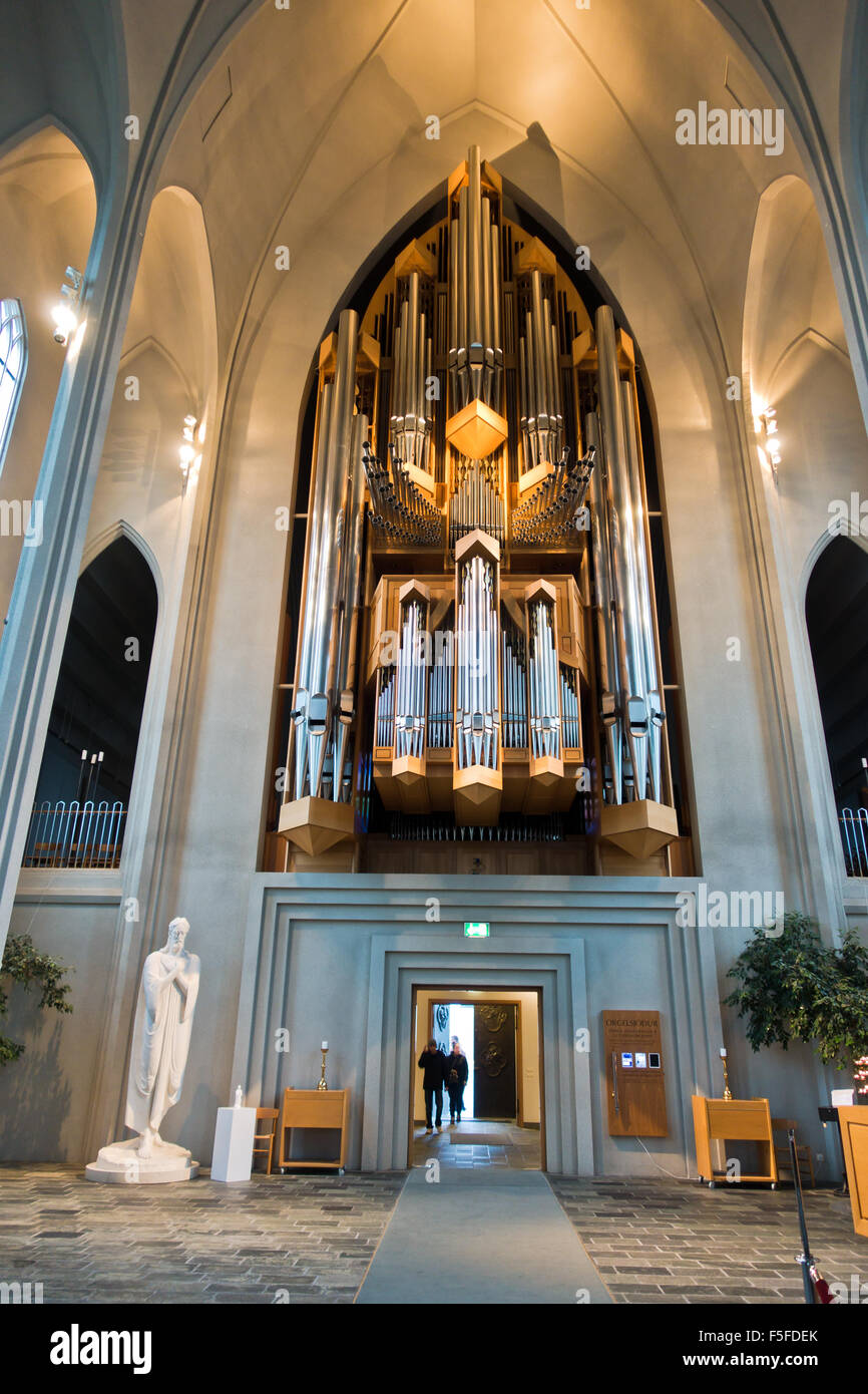 Pipe organ inside Hallgrimskirkja, Reykjavik cathedral Stock Photo - Alamy