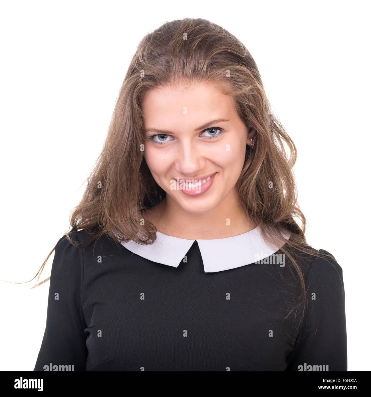 Beautiful woman portrait smiling - isolated over a white Stock Photo ... Beautiful woman portrait smiling - isolated over a white Stock Photo ...