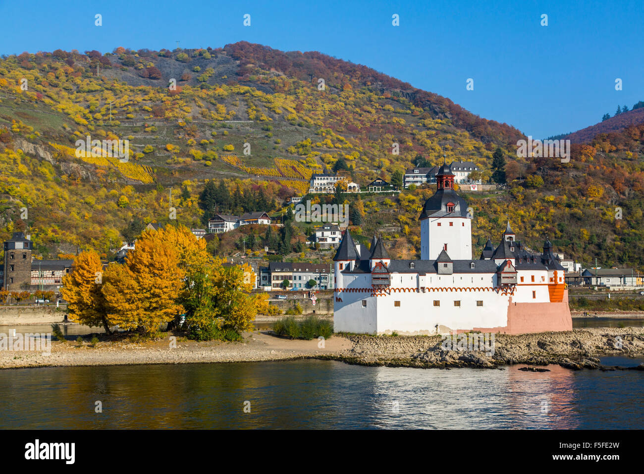 Burg Pfalzgrafenstein castle, Upper middle Rhine valley, Germany, near ...