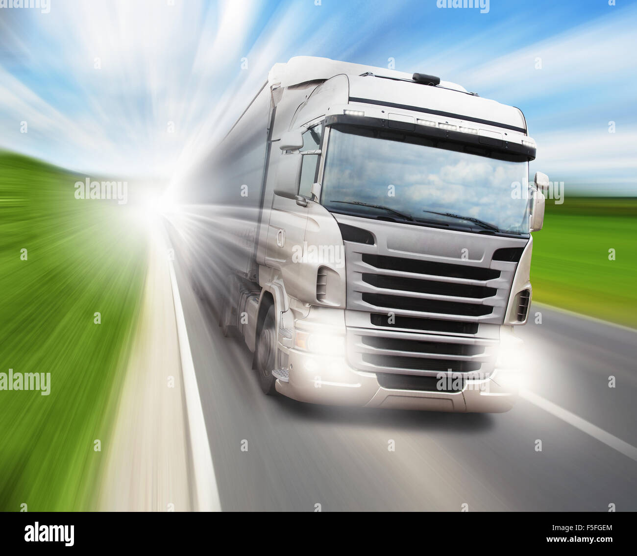Truck on highway Stock Photo - Alamy