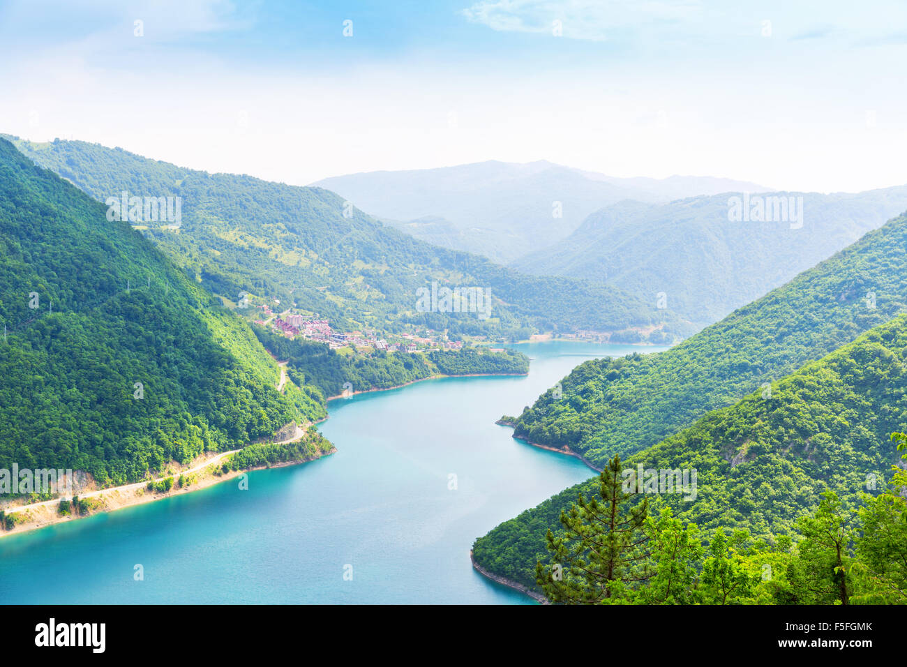 Nice view of blue sea and mountains Stock Photo - Alamy