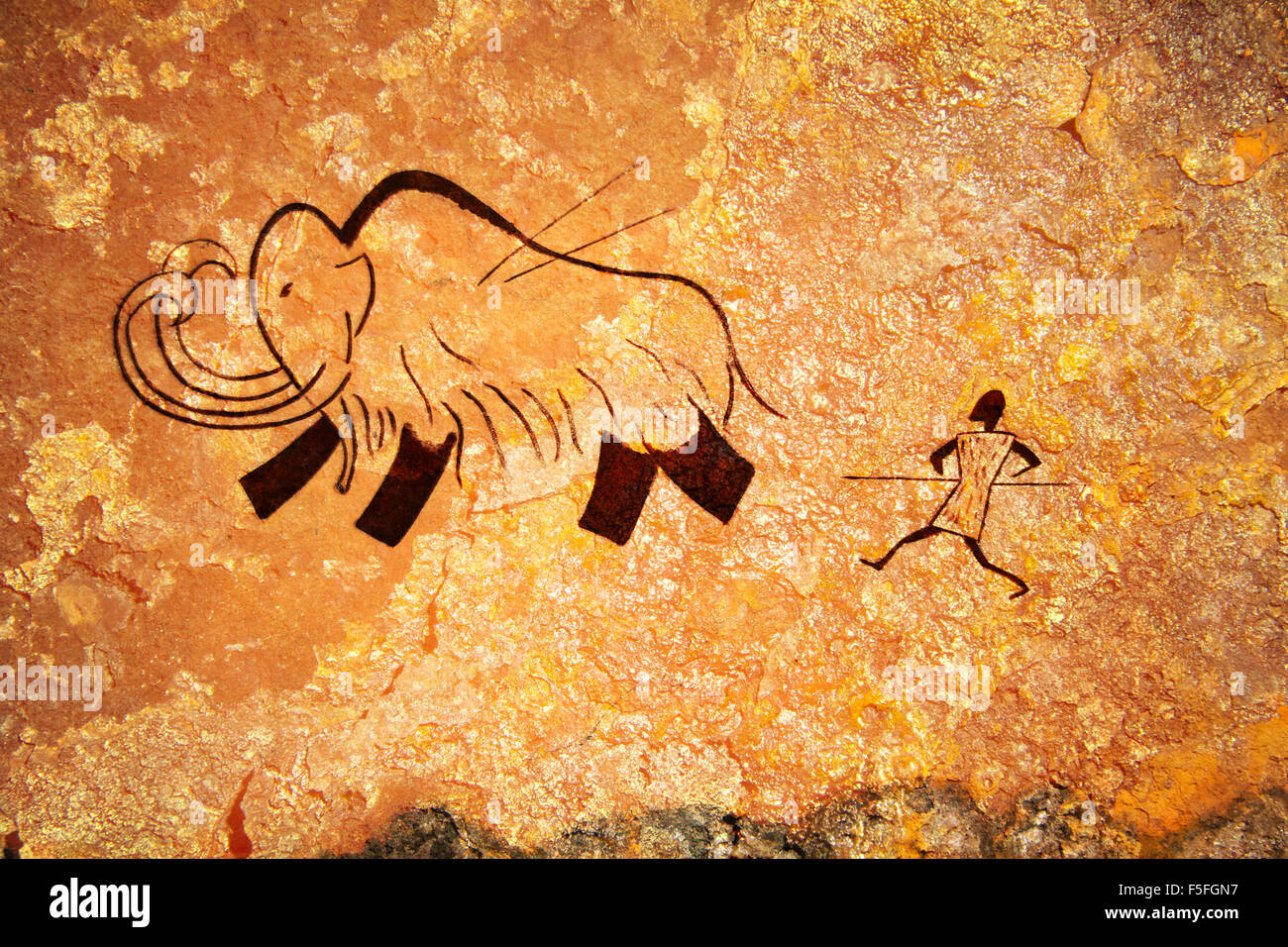 Cave painting of primitive hunt Stock Photo - Alamy