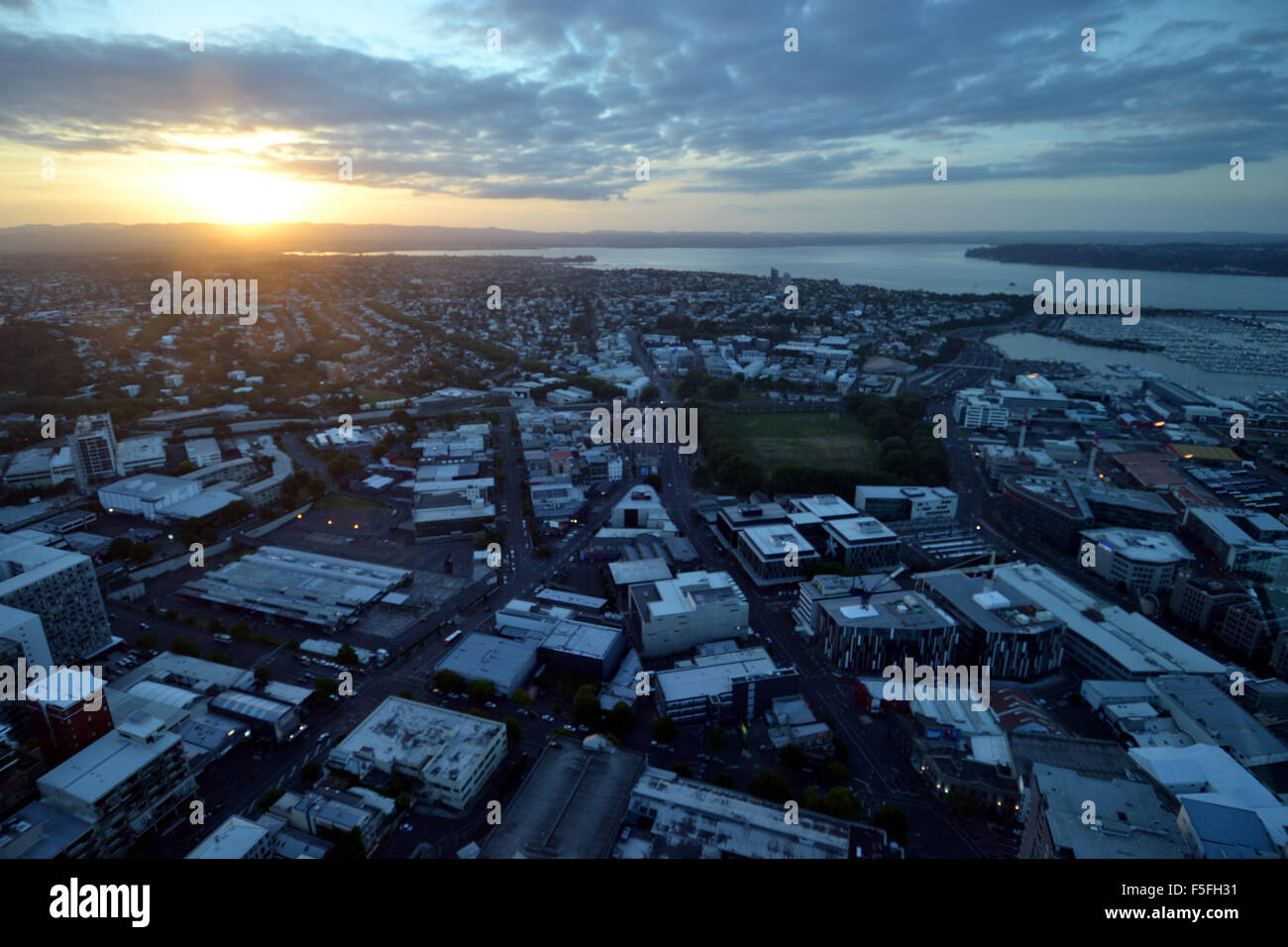 Aerial view of Auckland at dusk, New Zealand Stock Photo - Alamy