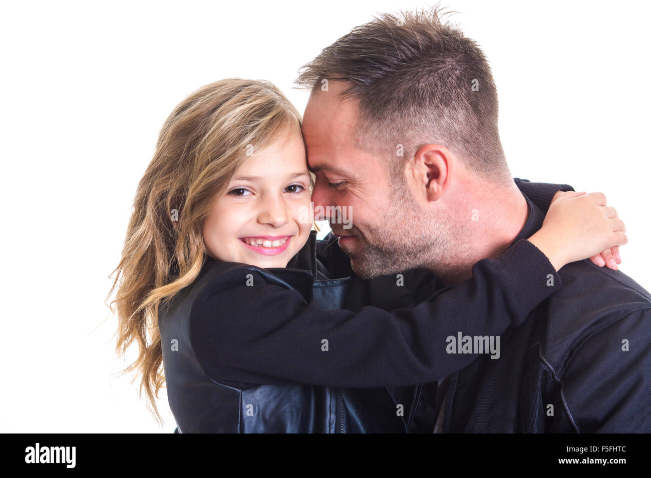 Dad little daughter, isolated on white Stock Photo - Alamy