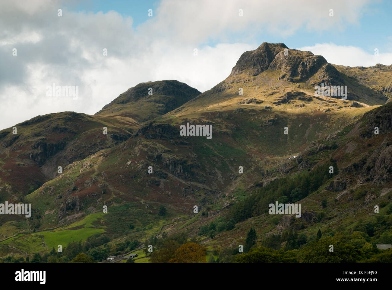 View of Langdale and the Langdale Pikes in the Lake District National ...