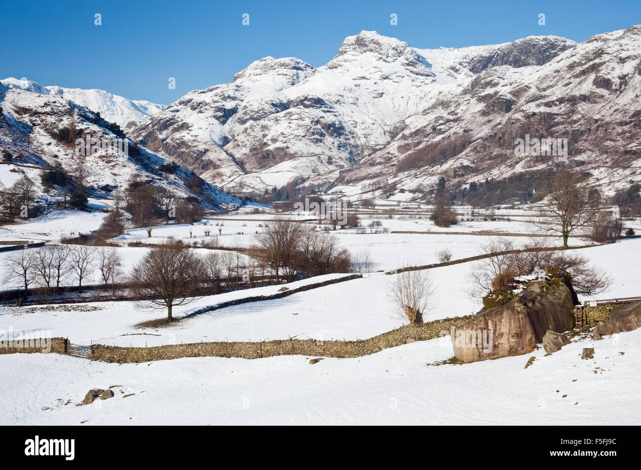 View of Langdale and the Langdale Pikes in The Lake District National ...