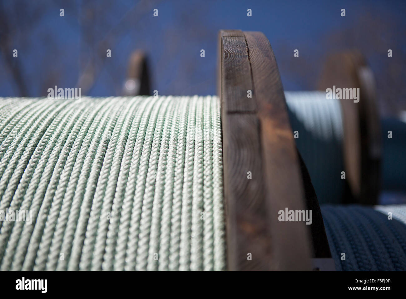Large Wooden spools of rope Stock Photo - Alamy