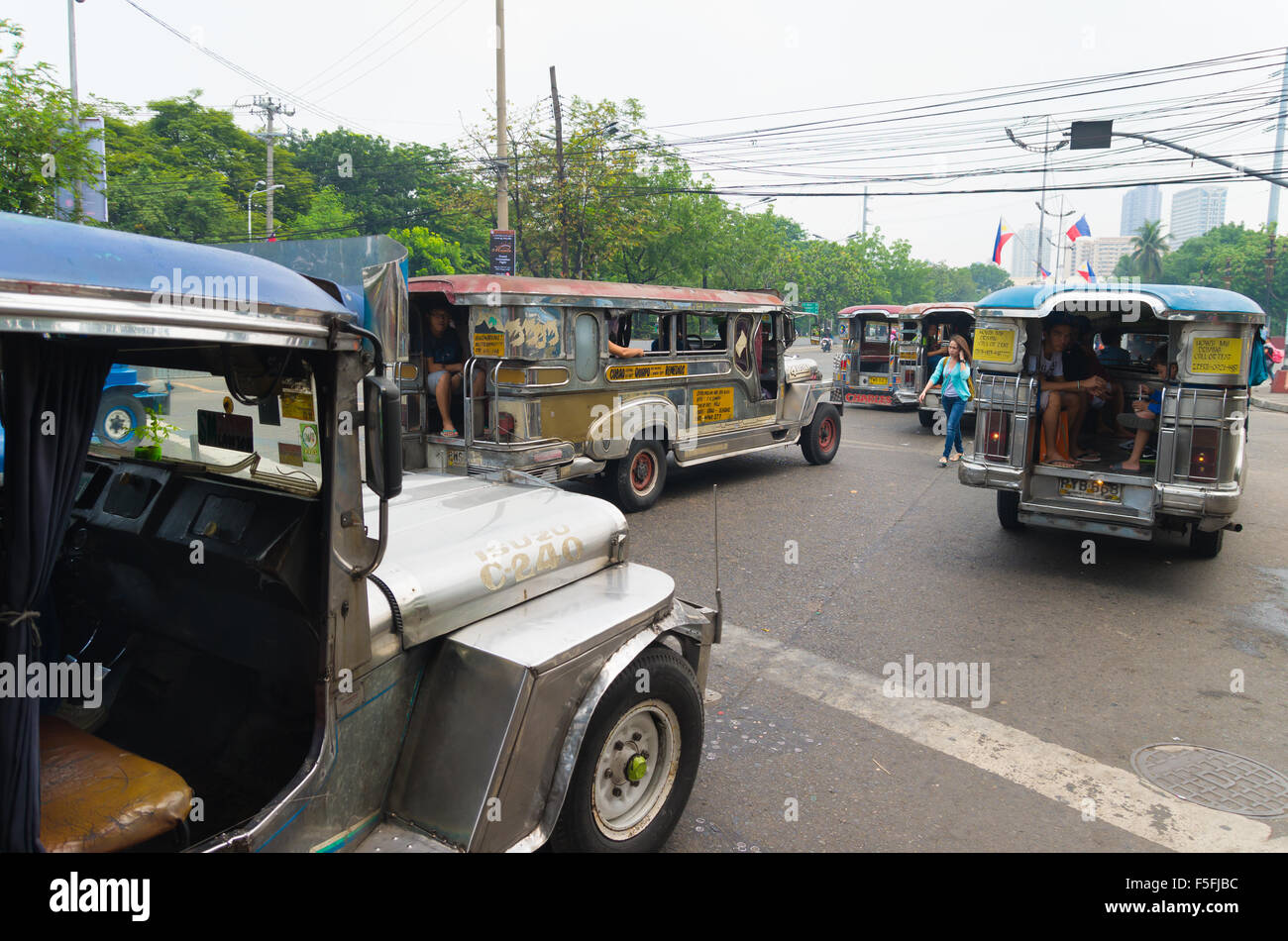 MANILA, PHILIPPINES - JUNE 7, 2015: Jeepneys in the streets of Manila ...