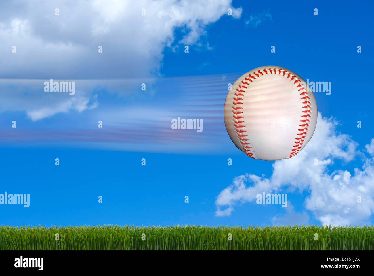 Fast baseball going through the air with room for your type Stock Photo ...