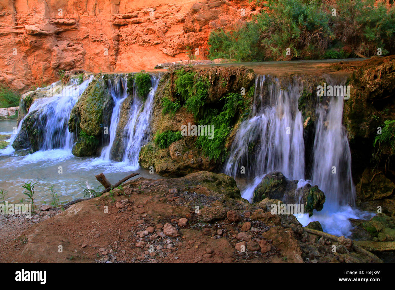 Majestic waterfalls in Havasu of the Havasupai Indian reservation of ...