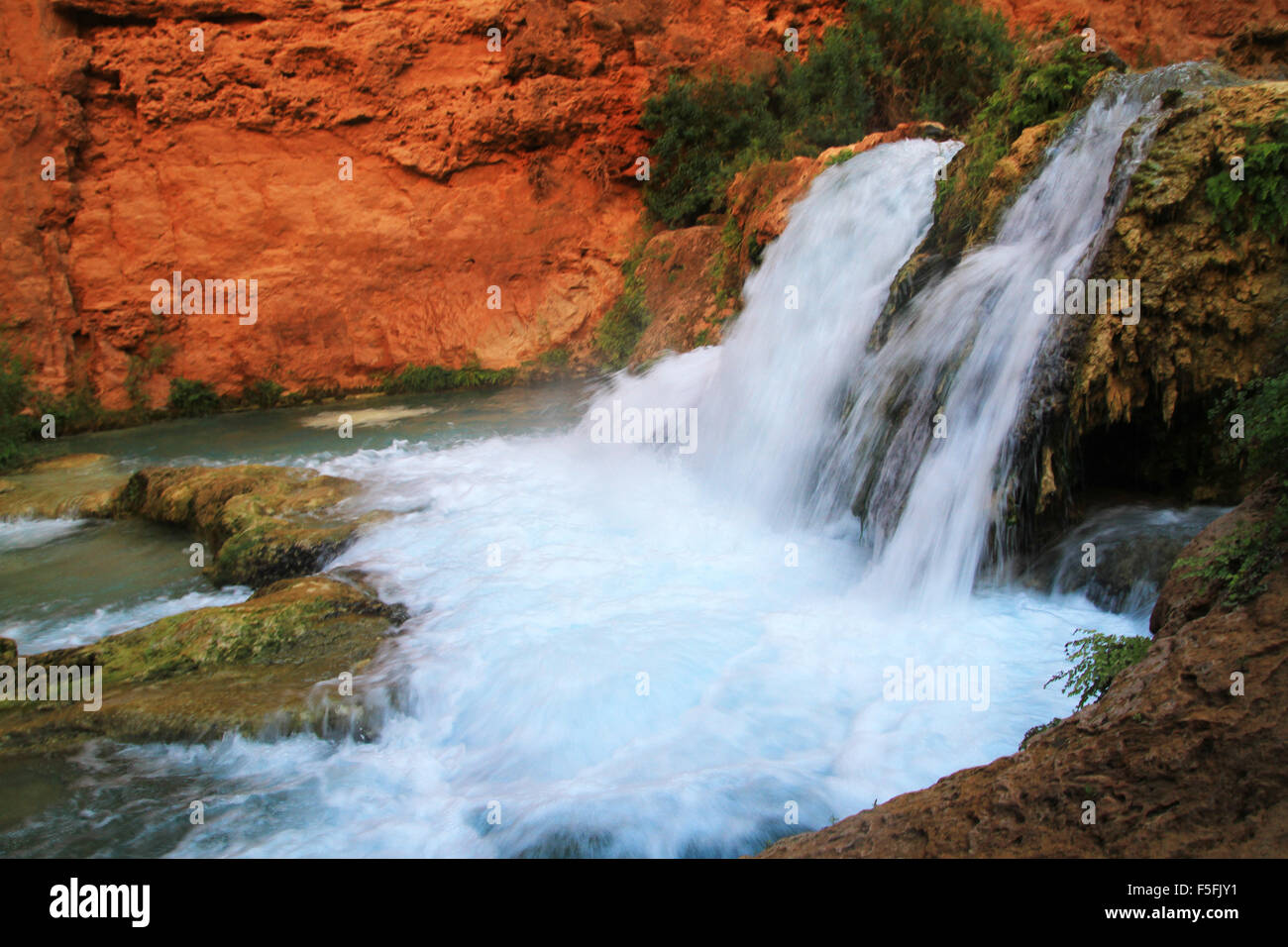 Majestic waterfalls in Havasu of the Havasupai Indian reservation of ...