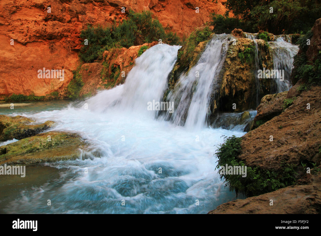 Majestic waterfalls in Havasu of the Havasupai Indian reservation of ...